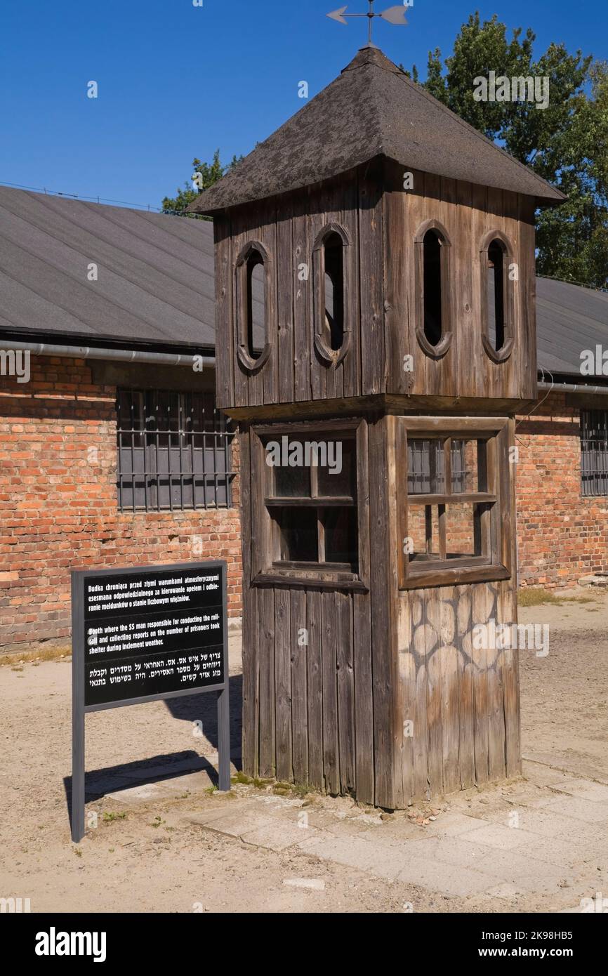 Guard booth inside the Auschwitz I former Nazi Concentration Camp ...