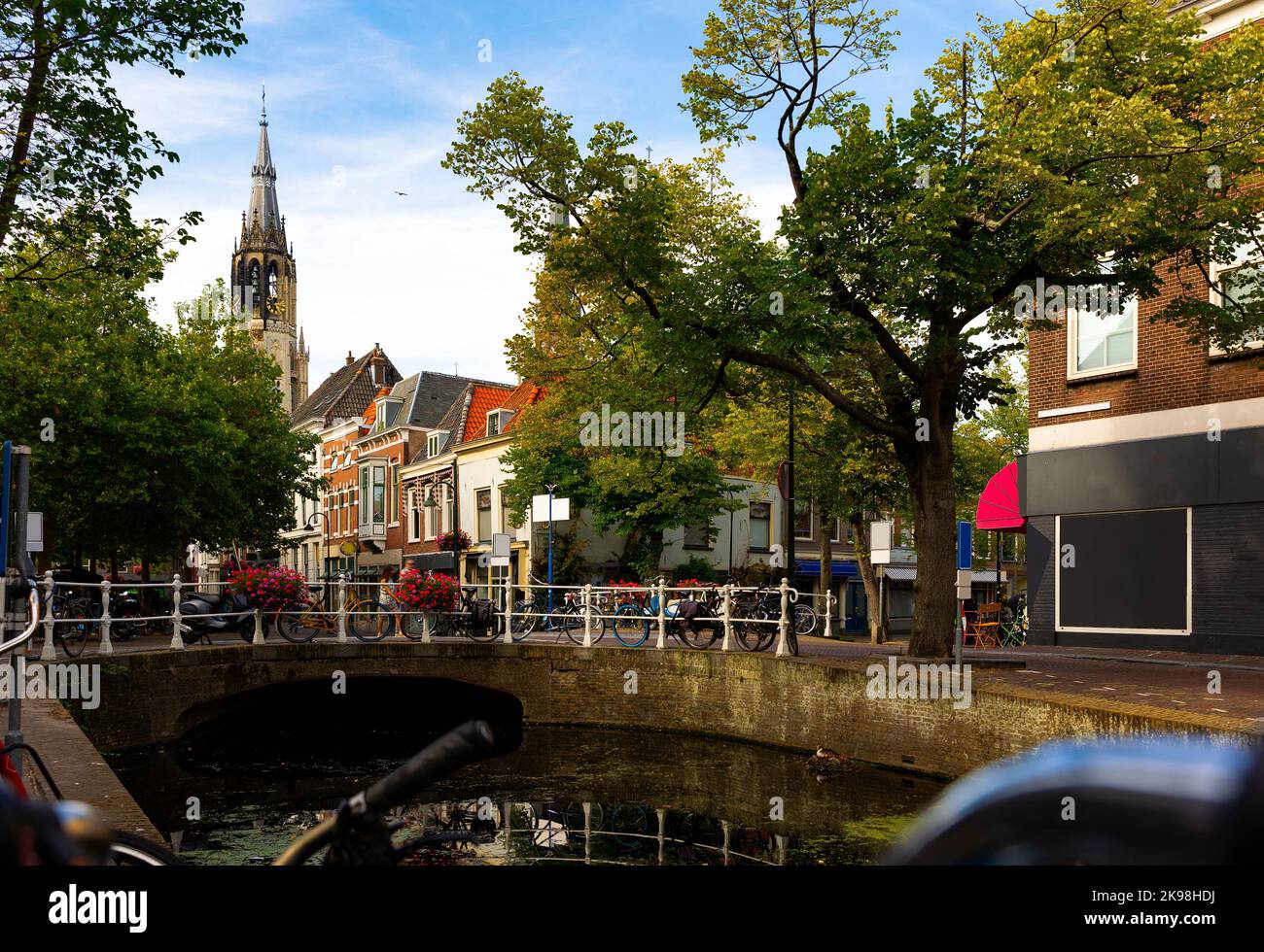 Summer landscape of city streets in Delft Stock Photo - Alamy