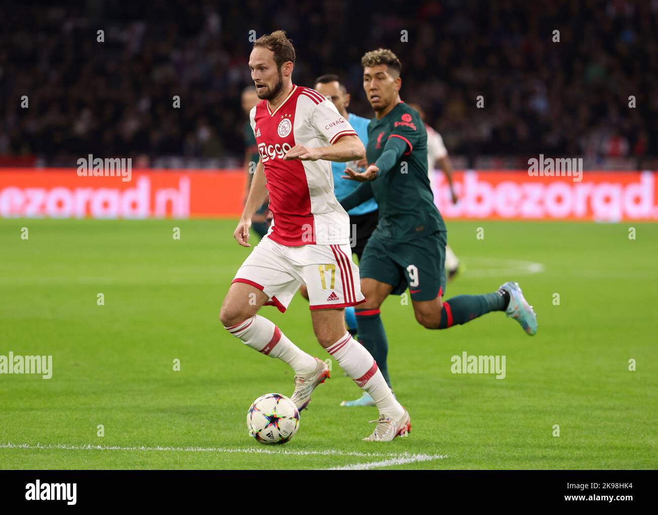 Daley Blind of Ajax, Roberto Firmino of Liverpool during the UEFA ...