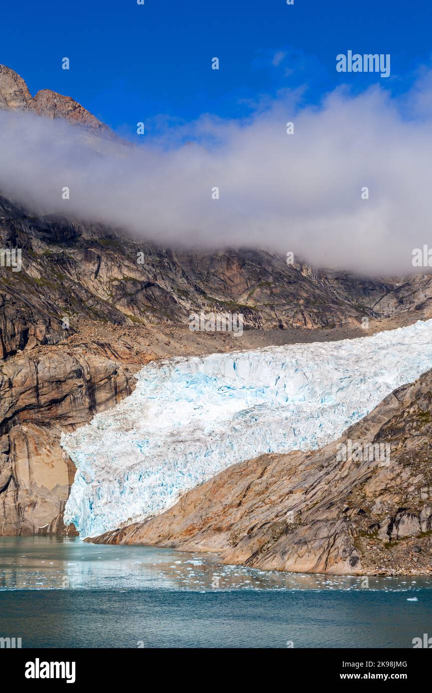 Glacier in Prince Christian Sound, Greenland, Kingdom of Denmark Stock ...