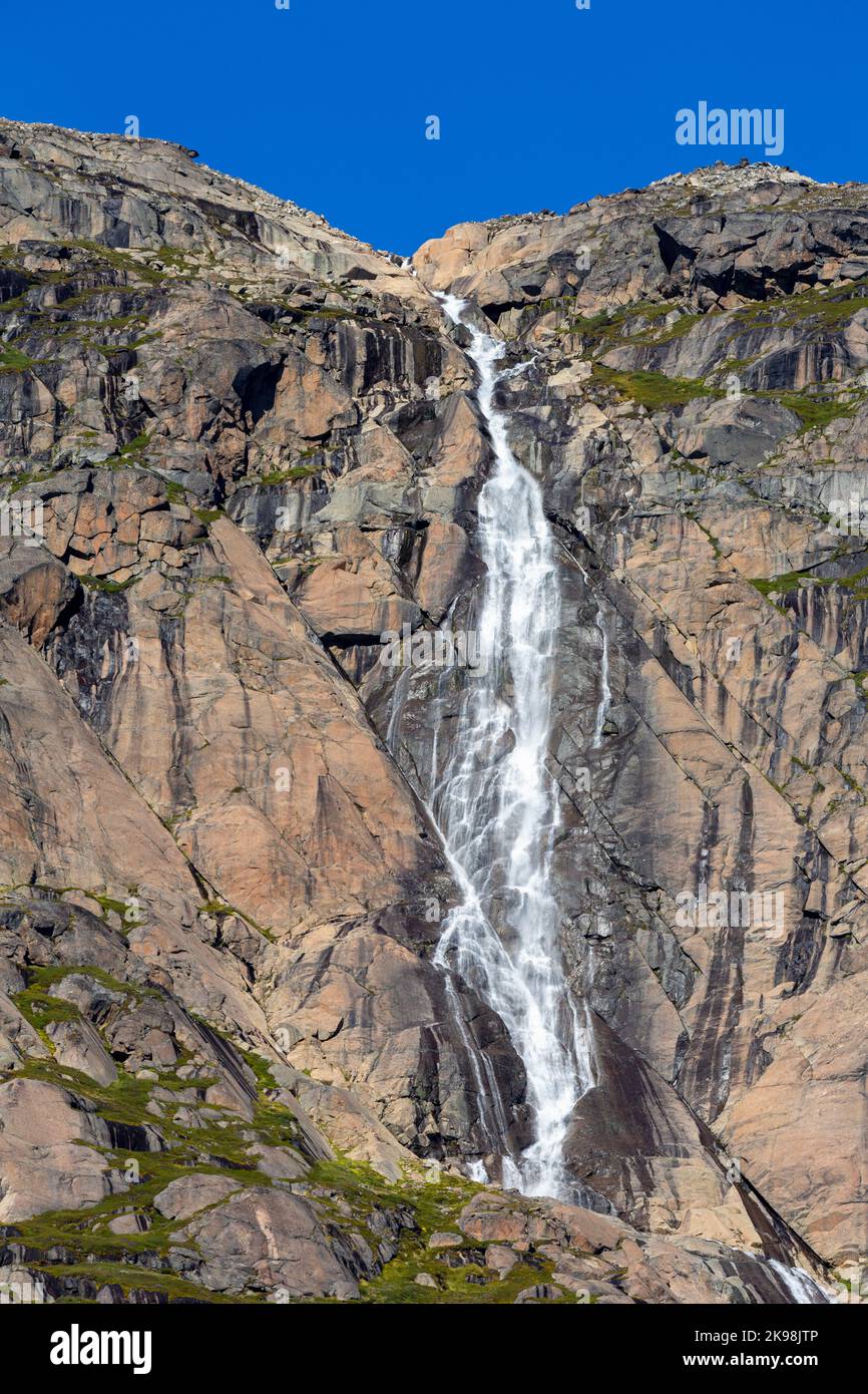 Waterfall in Prince Christian Sound, Greenland, Kingdom of Denmark ...