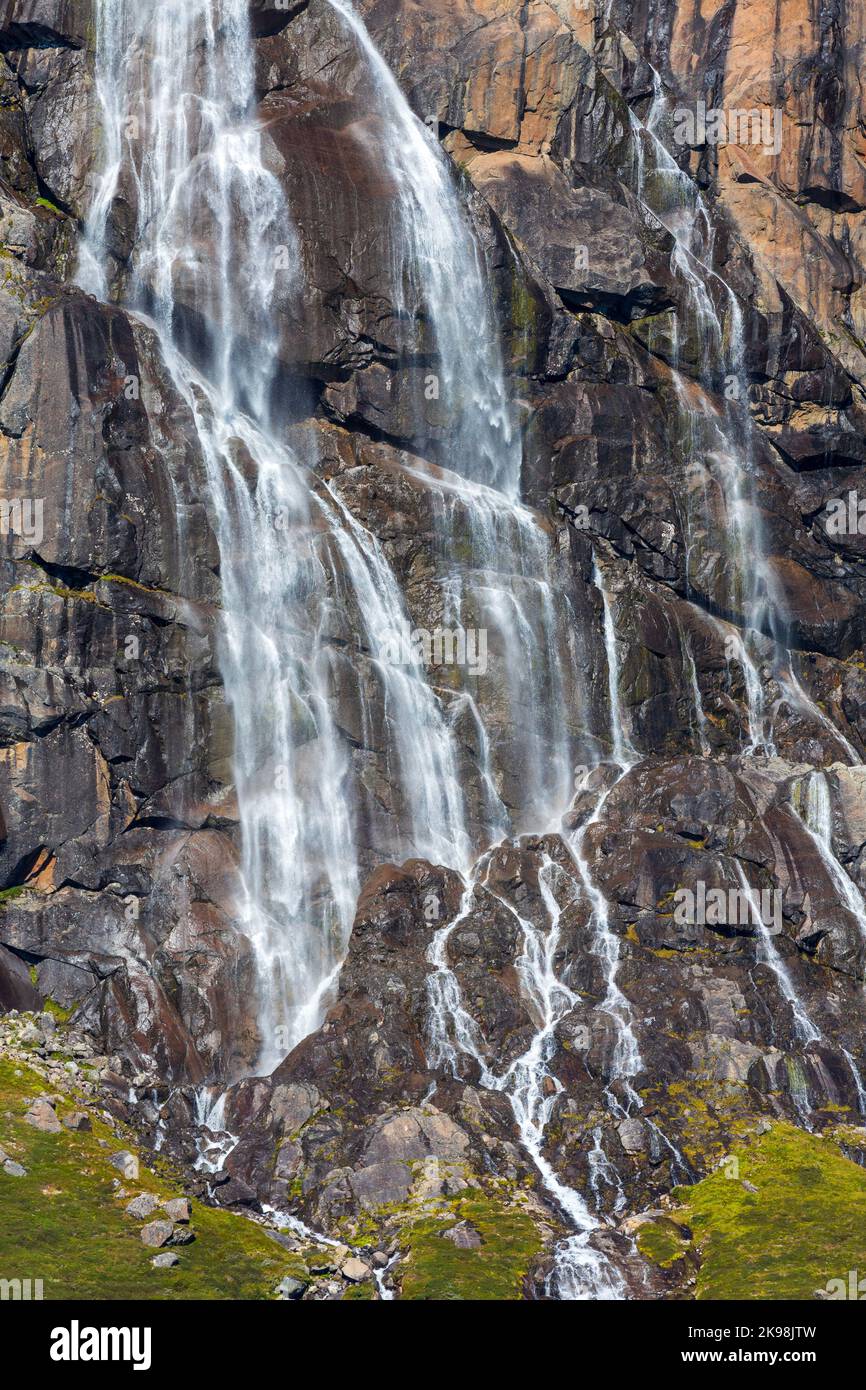 Waterfall in Prince Christian Sound, Greenland, Kingdom of Denmark ...