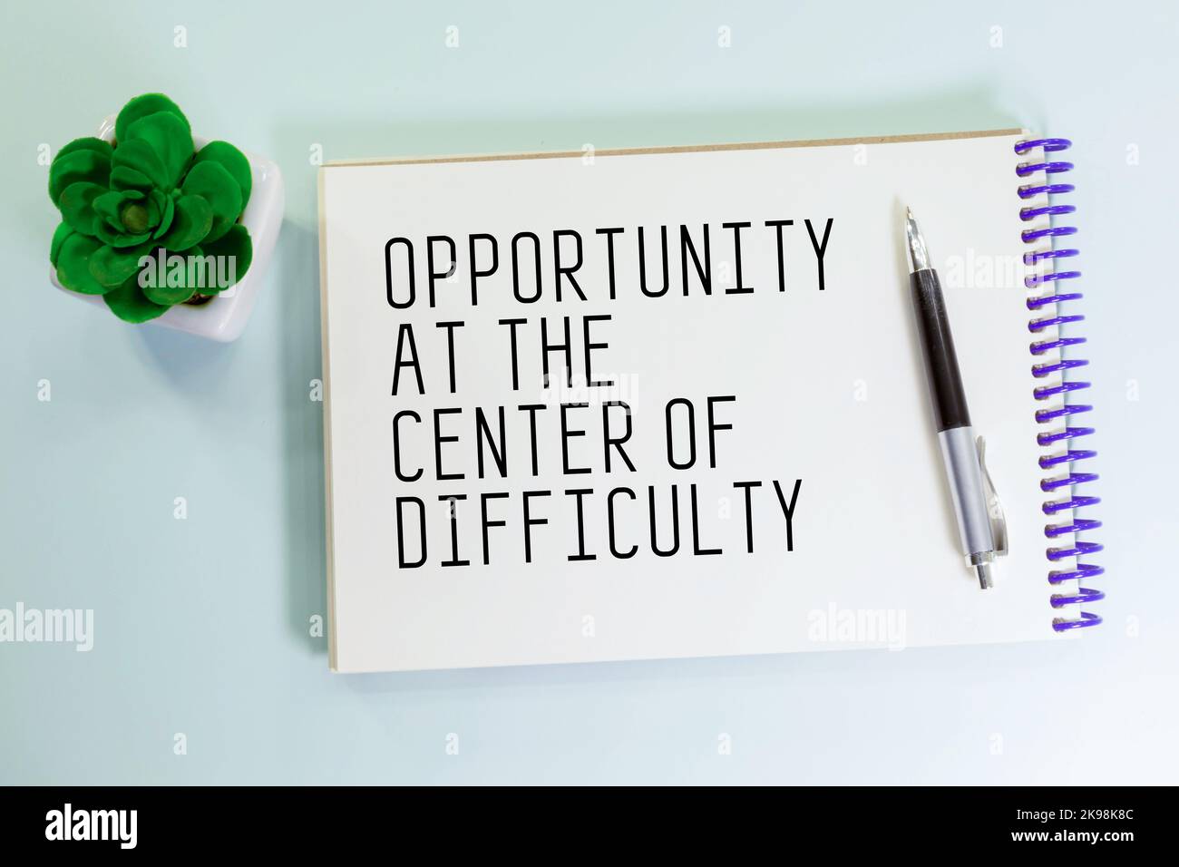 Text Opportunity at the center of difficulty on sticky notes with copy ...