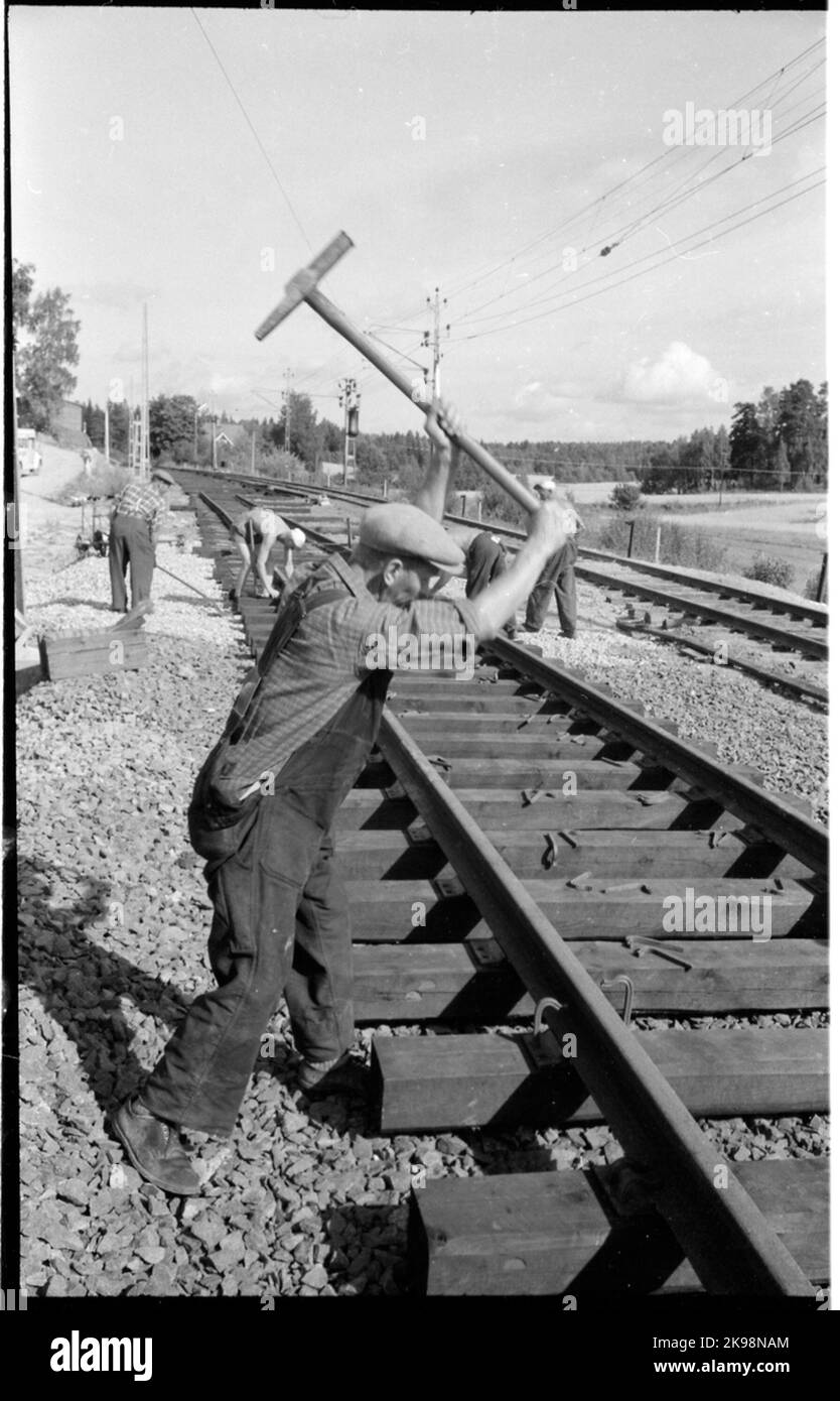 Double track work, rail nail Stock Photo - Alamy