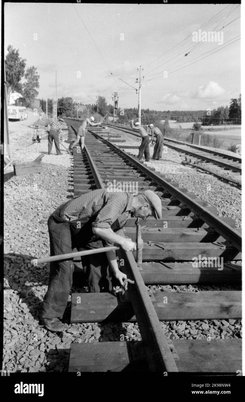 Double track work, rail nail Stock Photo - Alamy