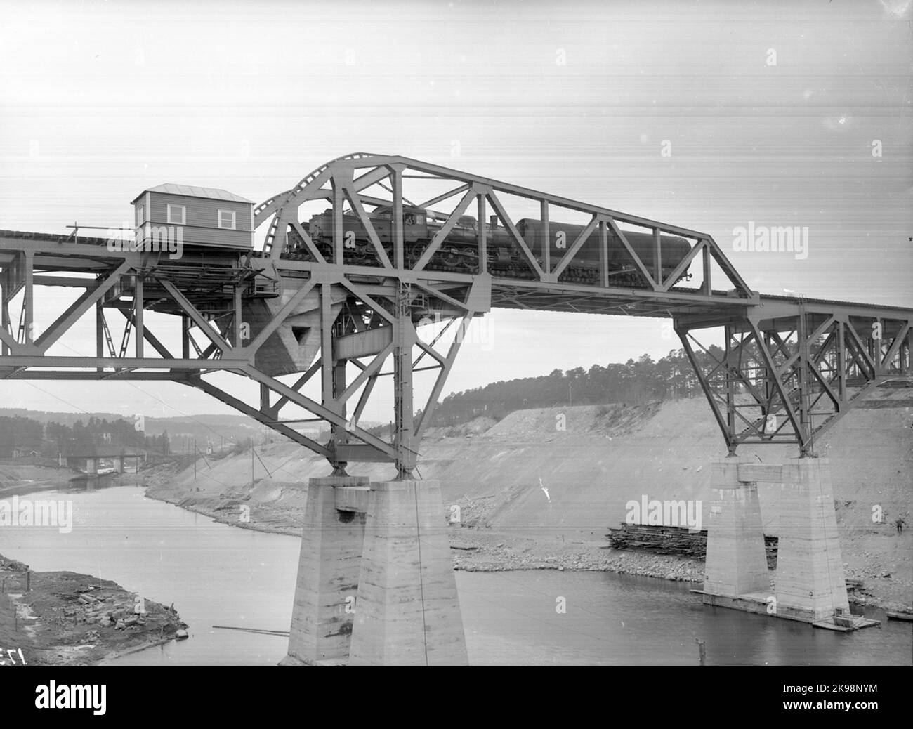 Södertälje Canal. Sample Load of Flap Bridge Stock Photo - Alamy