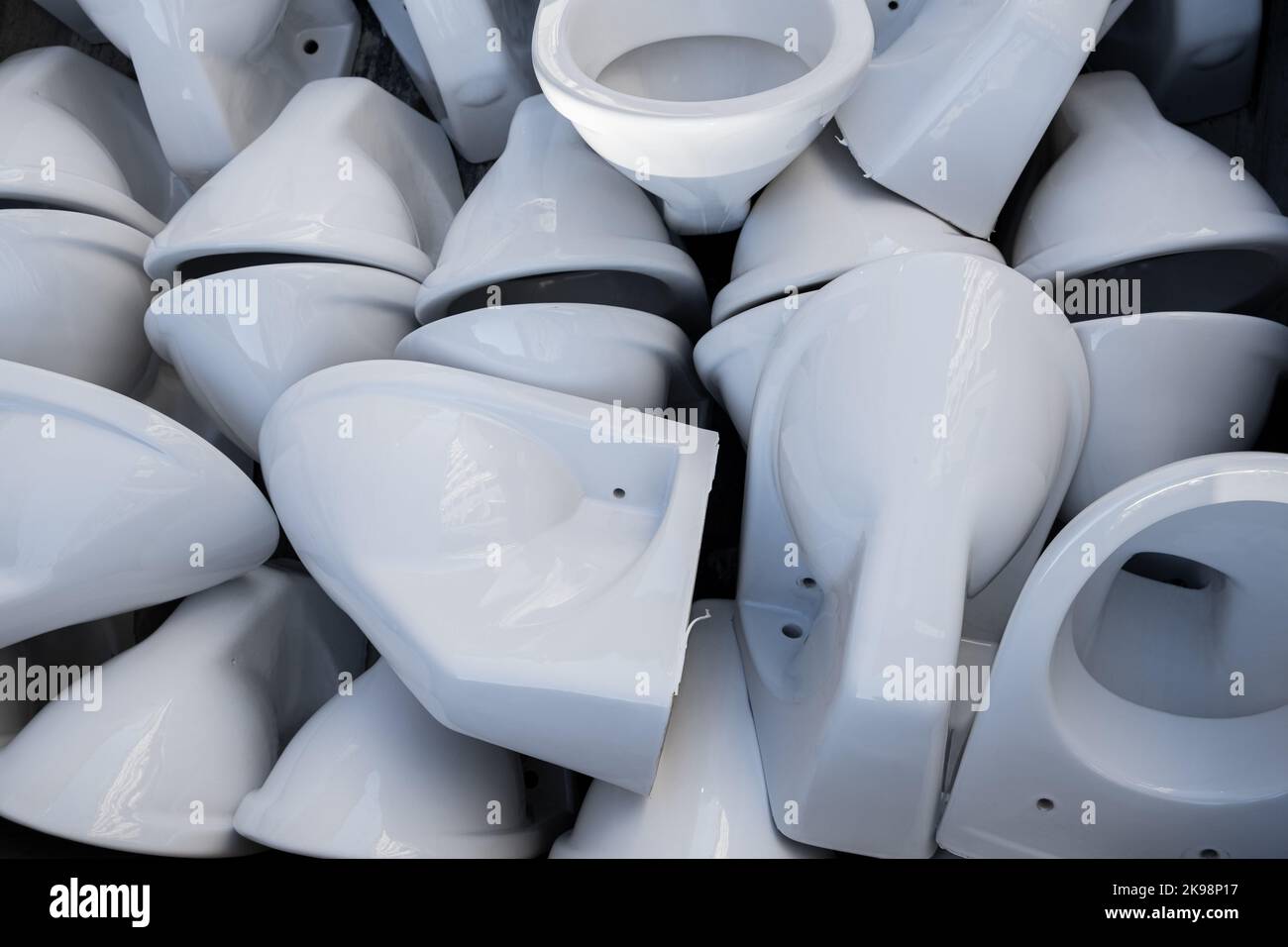 Construction waste Toilet bowls Removed for renovation of apartments ...