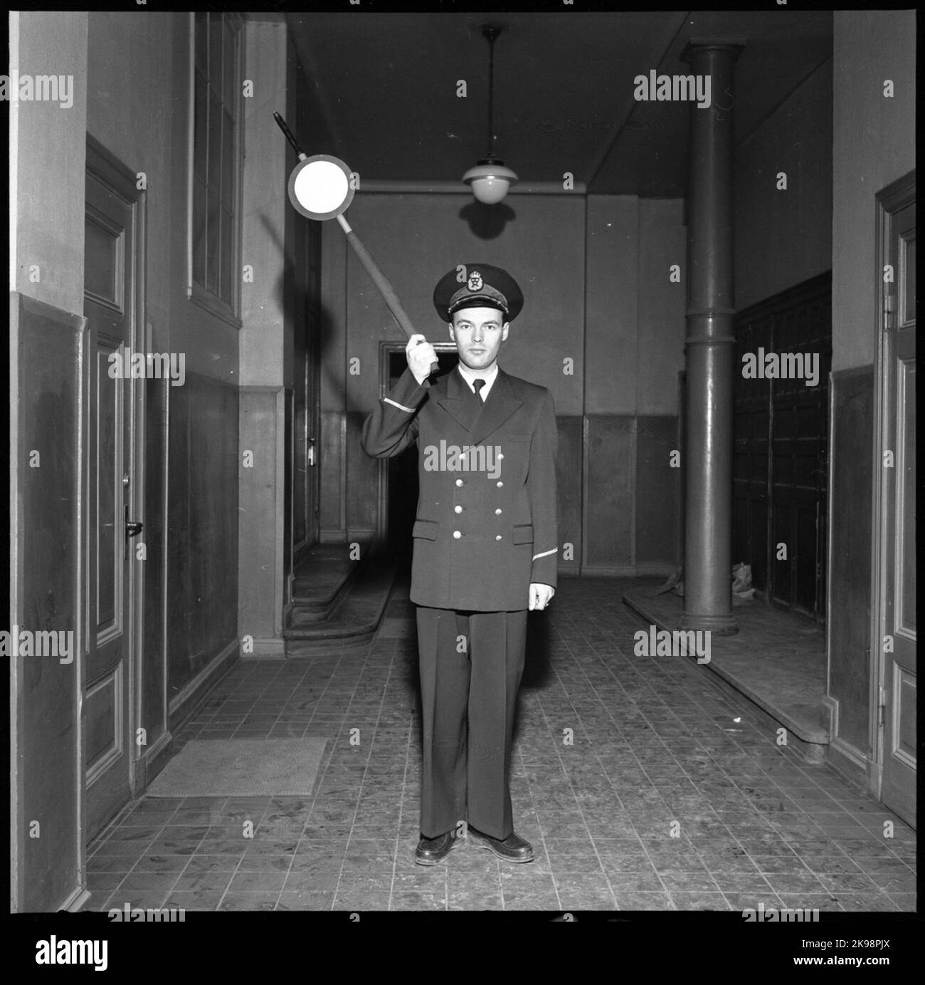 Train clearer with signal rod Stock Photo - Alamy