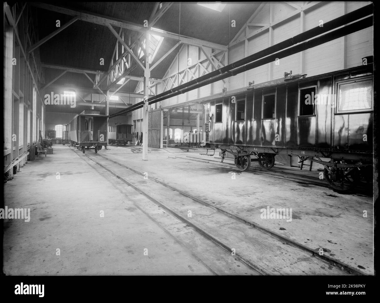 Interior wagon workshop at Kalmar Verkstad AB. Various Wagons Including ...