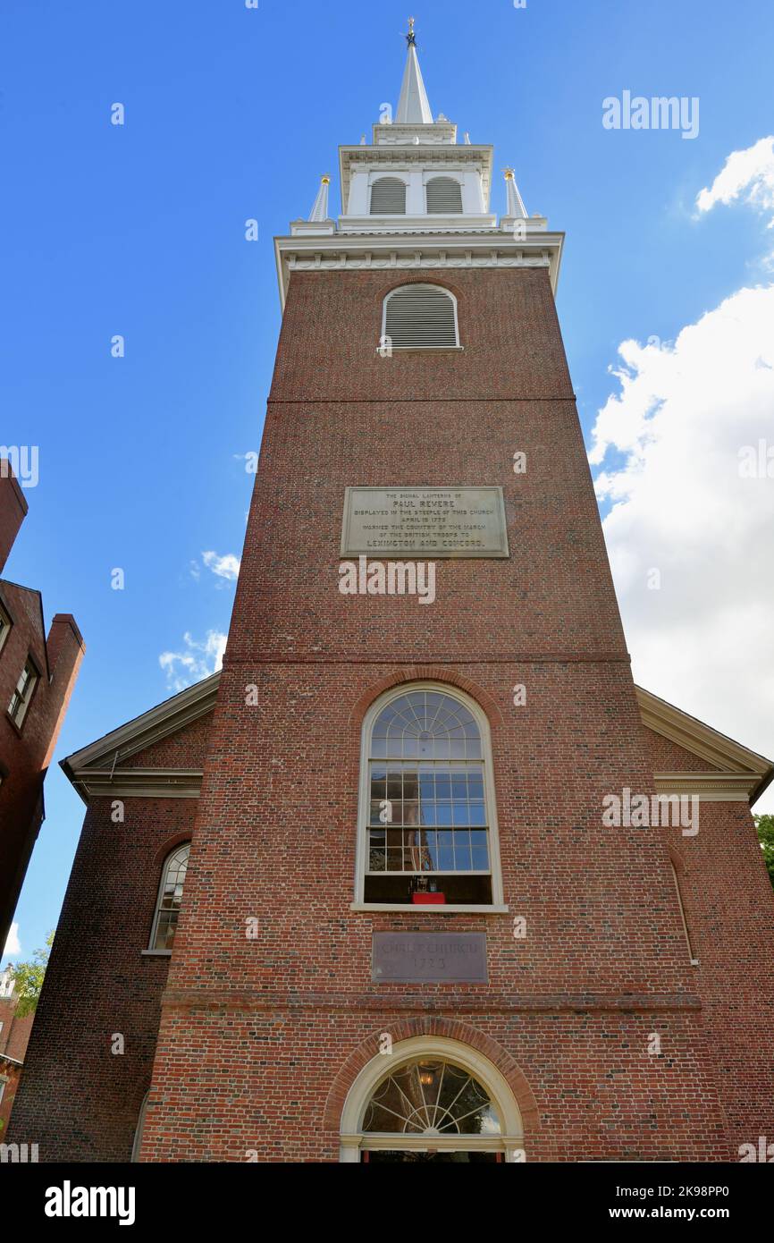 Boston, Massachusetts, USA. The Old North Church, built in 1723, was inspired by the works of ...