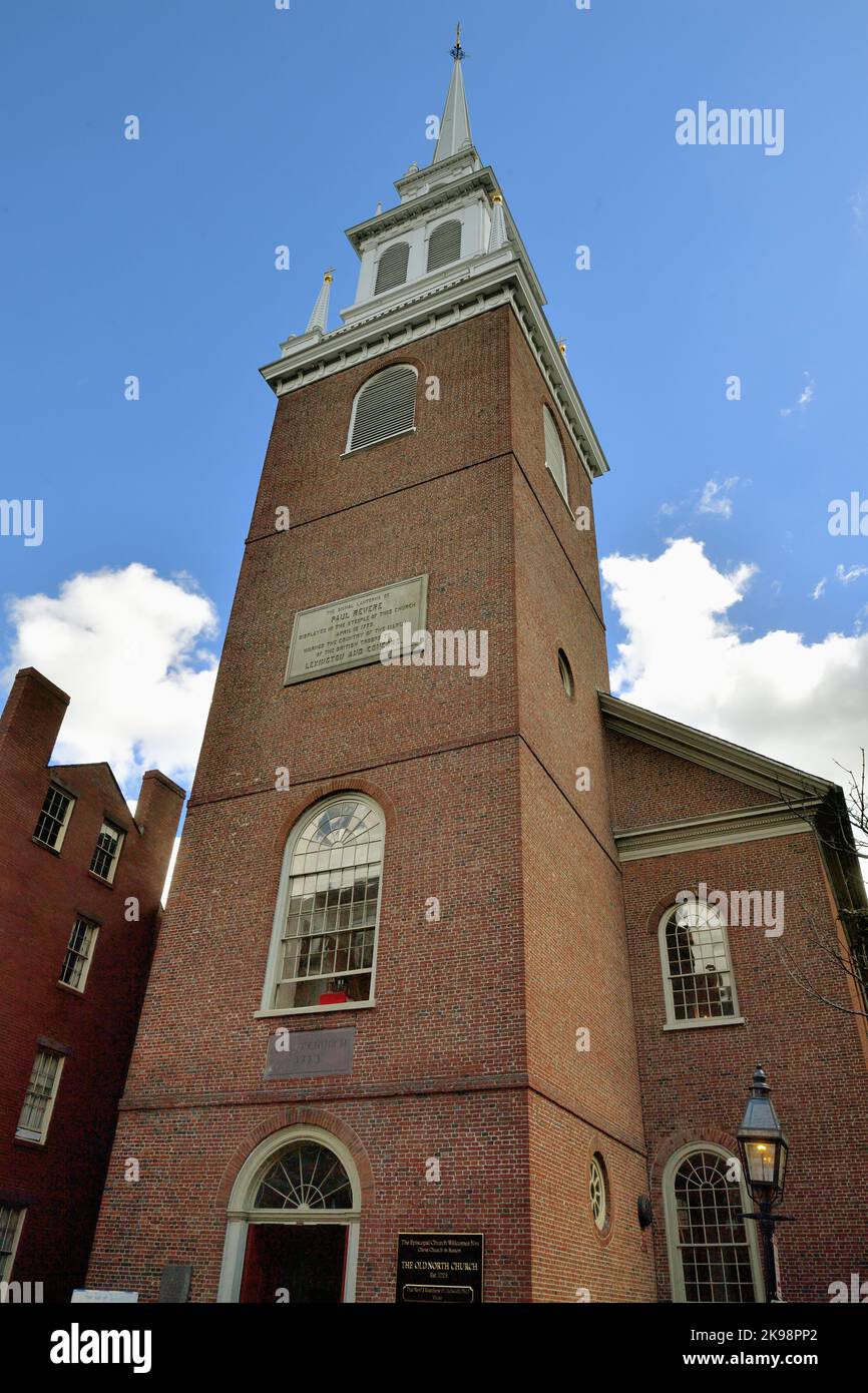 Boston, Massachusetts, USA. The Old North Church, built in 1723, was inspired by the works of ...