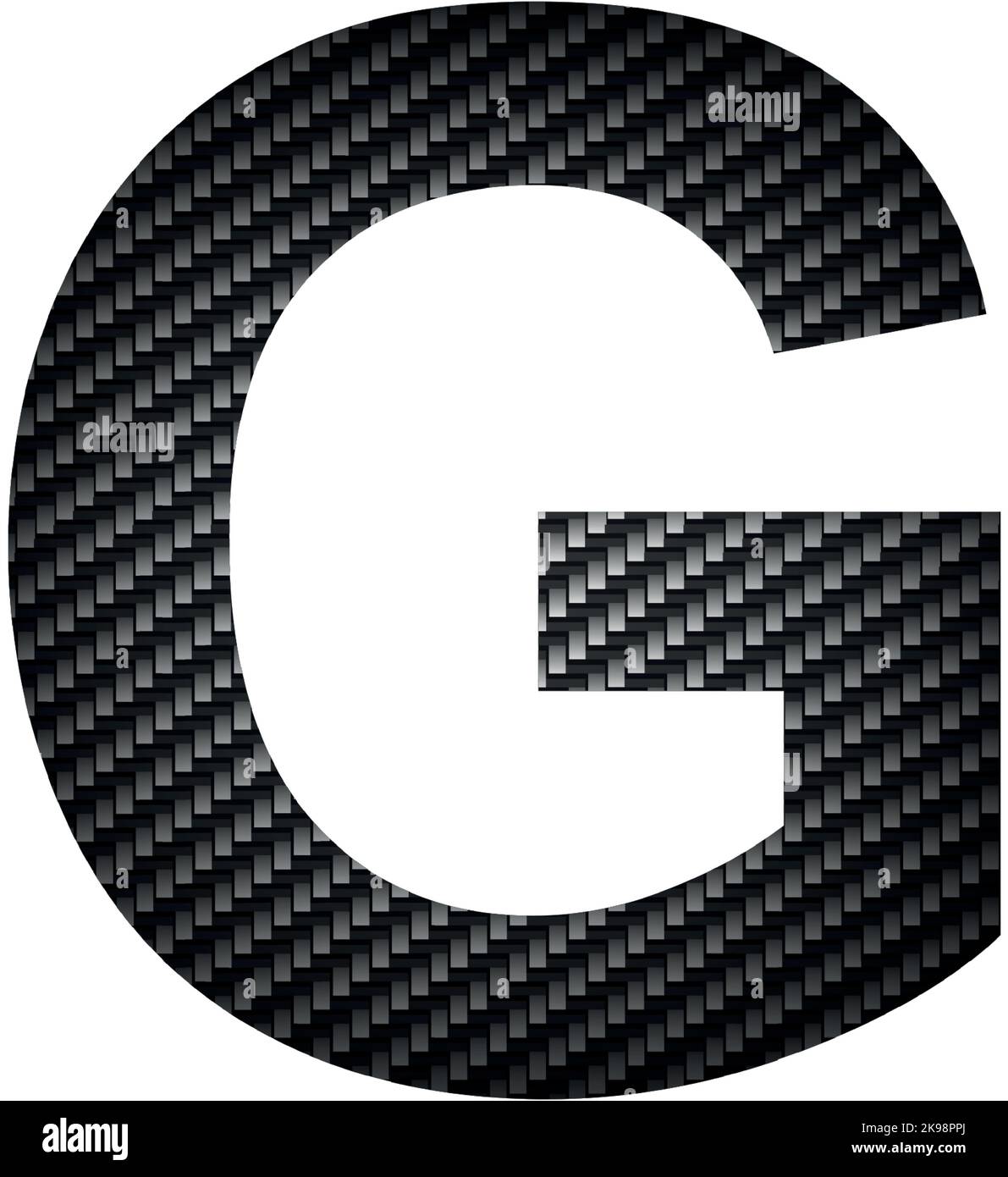 English alphabet letter G, carbon dark texture on white background ...