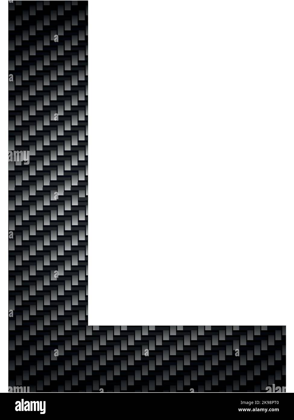 English alphabet letter L, carbon dark texture on white background ...
