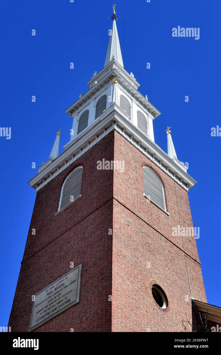 Boston, Massachusetts, USA. The Old North Church, built in 1723, was ...