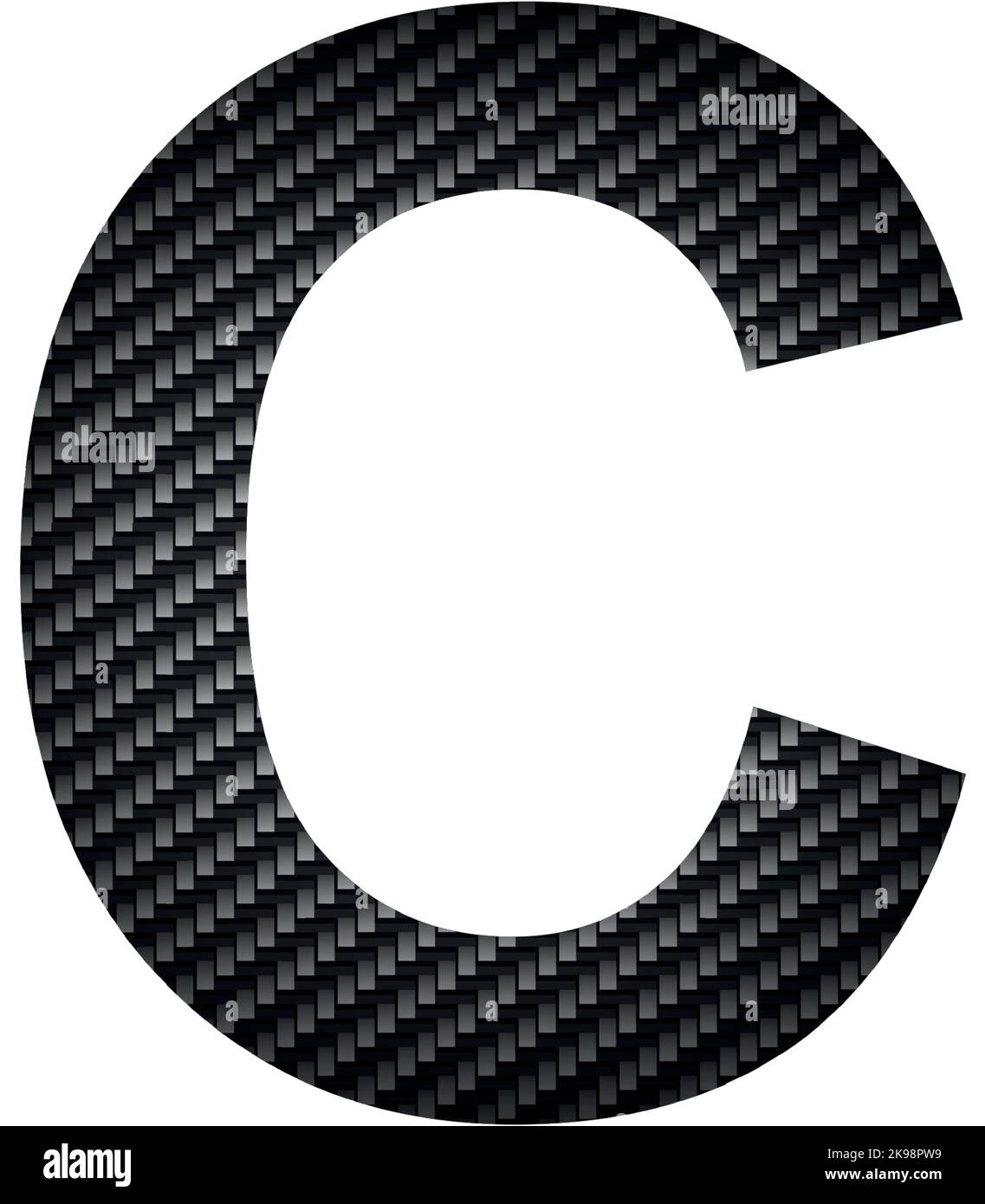 English alphabet letter C, carbon dark texture on white background ...