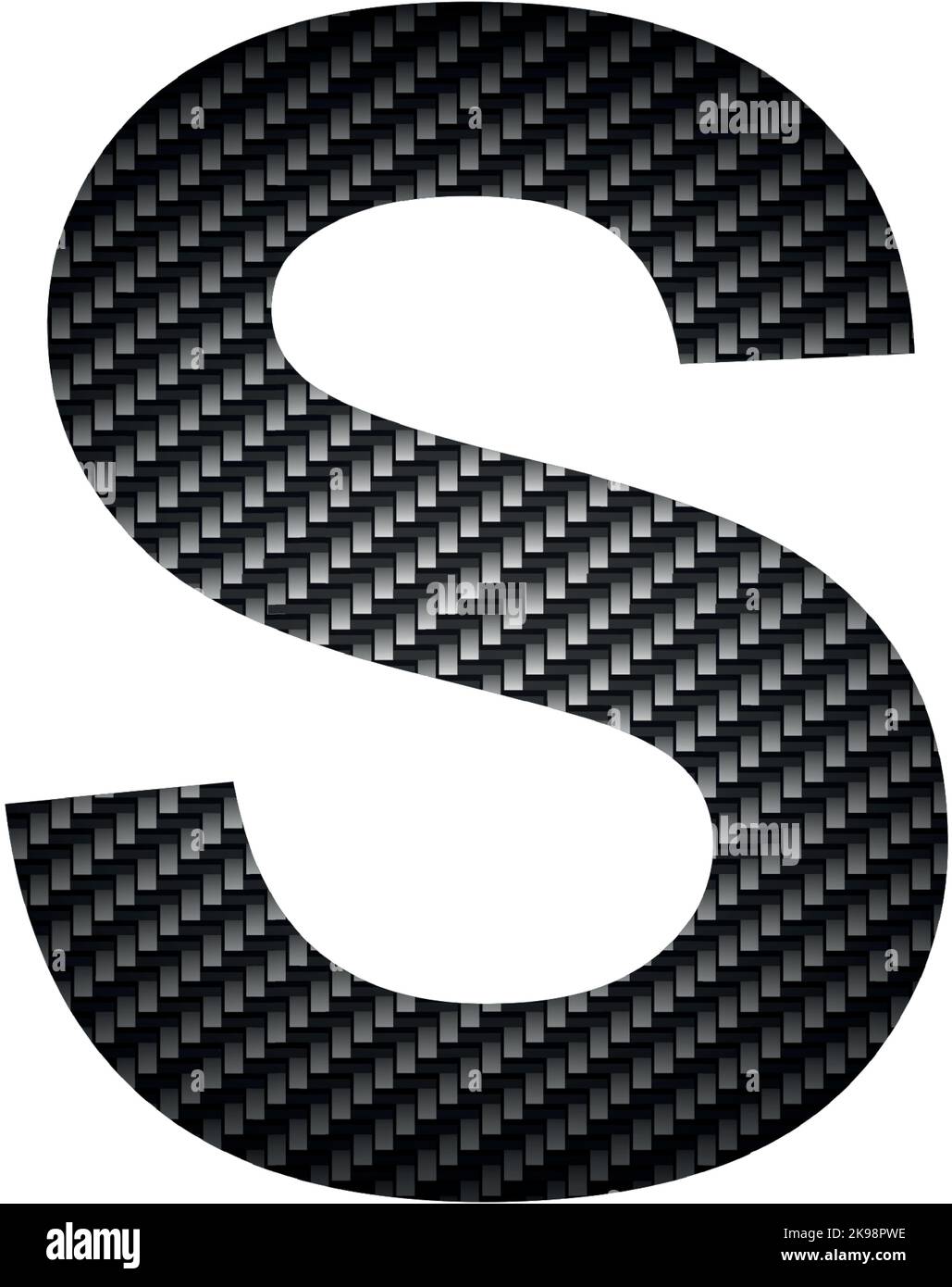 English alphabet letter S, carbon dark texture on white background ...