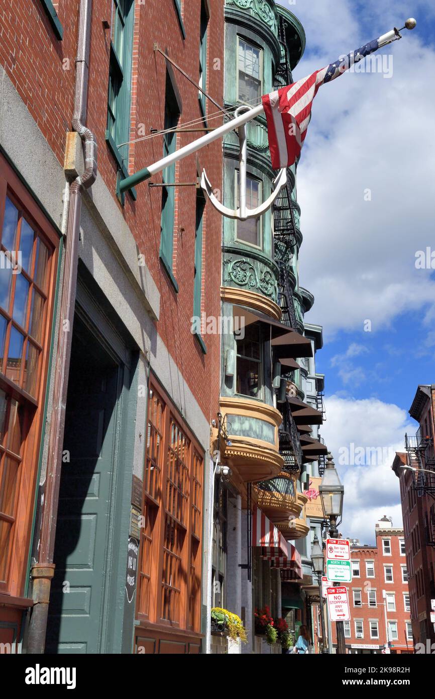 Boston, Massachusetts, USA. Bay windows fill building facades in Boston ...