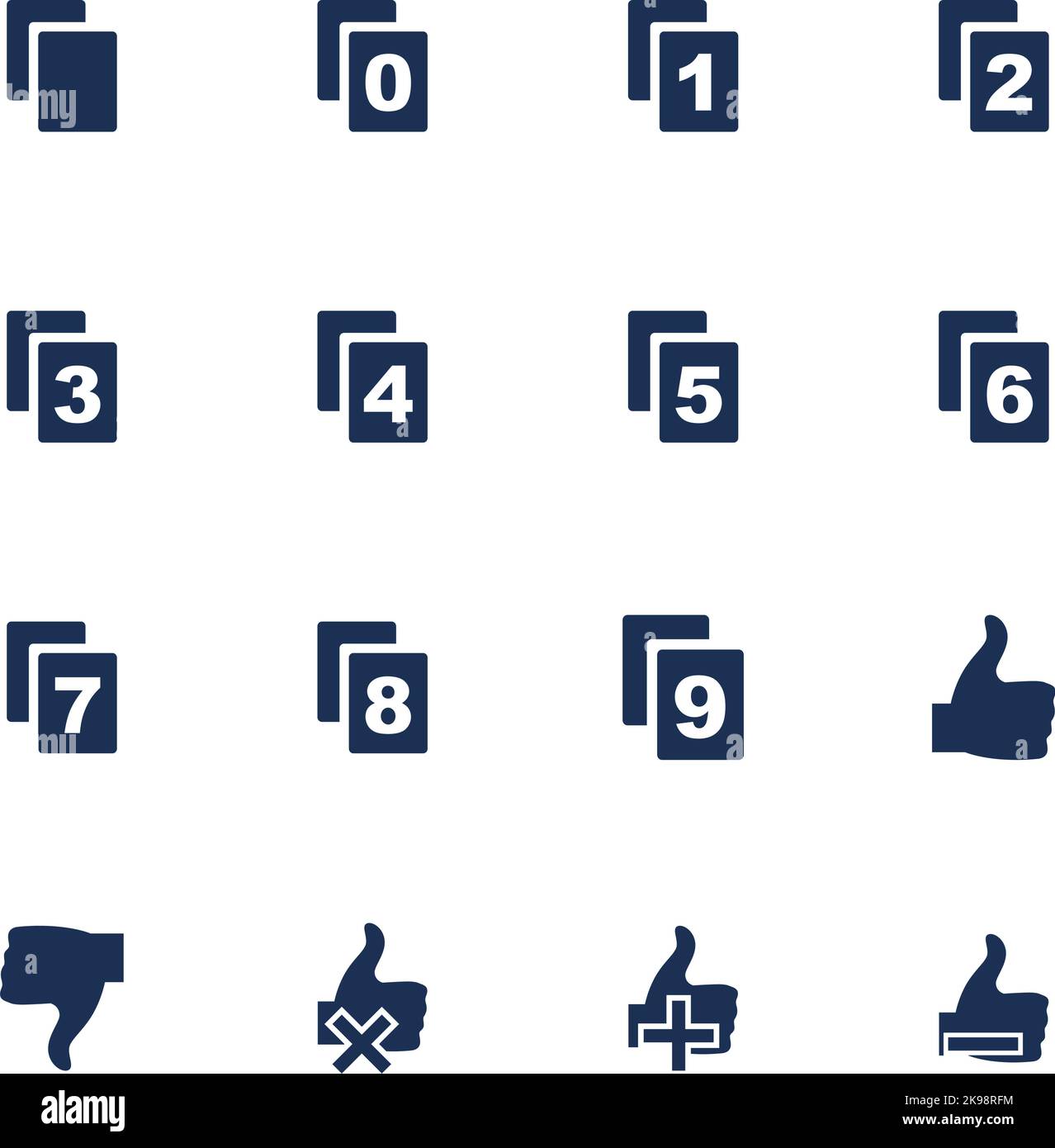 Set of flat icons with file numbers and appreciation marks Stock Vector ...