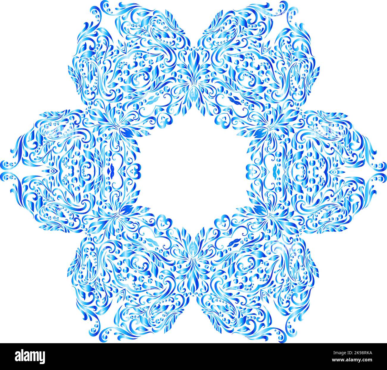 Blue stylized snowflake made of floral pattern Stock Vector Image & Art ...