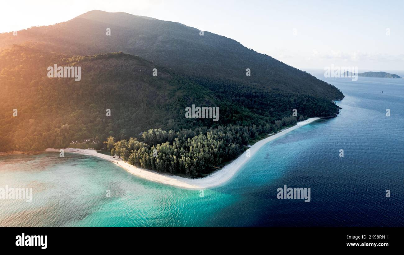 Aerial view of Koh Adang Island in South Thailand from Koh Lipe island ...