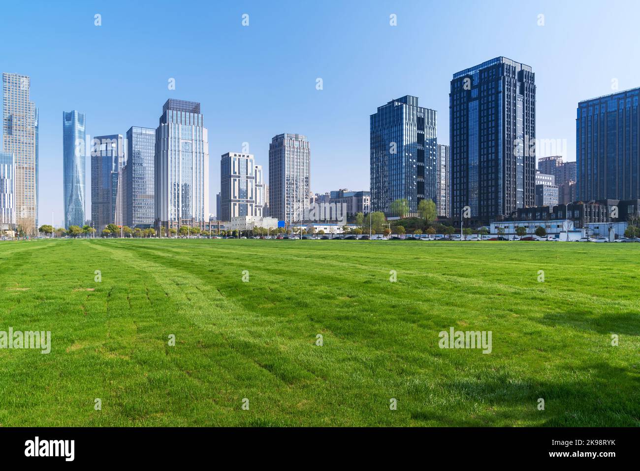 Office building green space , Modern building and lawn Stock Photo - Alamy