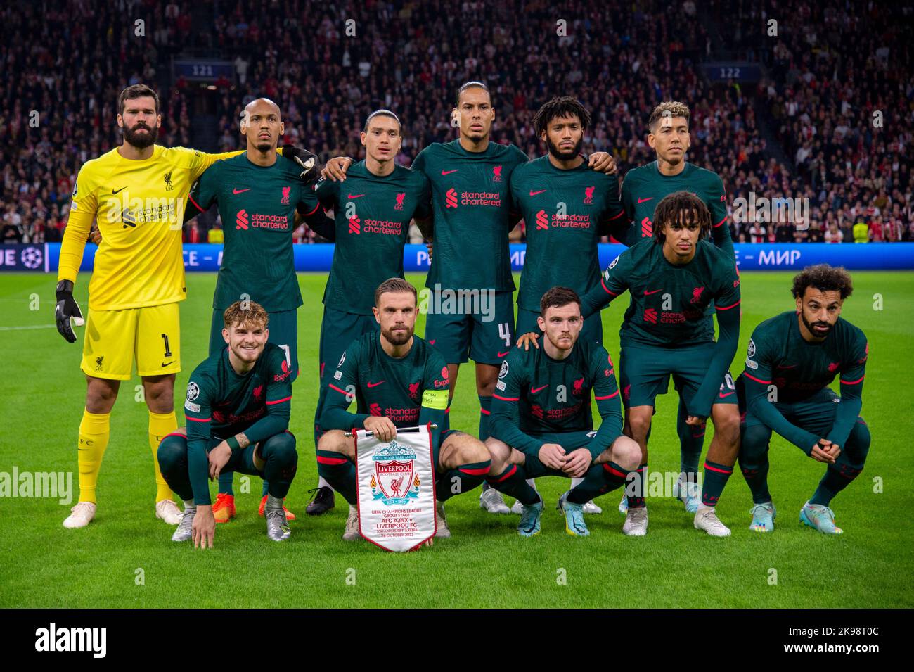 The Liverpool Football Club team poses for a photo during the UEFA ...