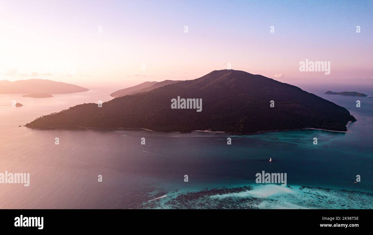 Aerial view of Koh Adang Island in South Thailand from Koh Lipe island ...