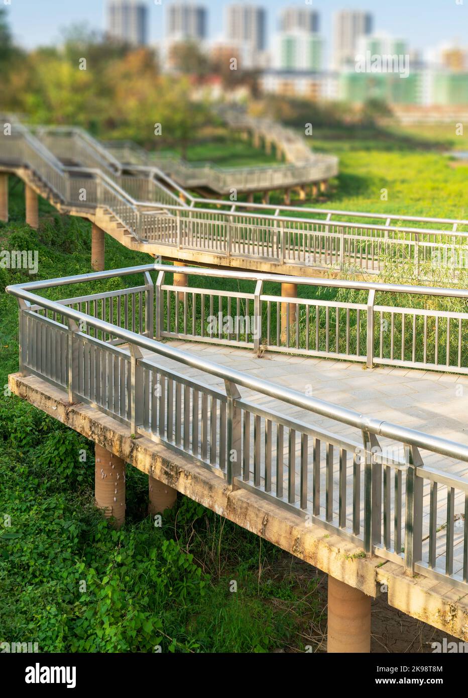 stairs with handrails on both sides in a park Stock Photo - Alamy