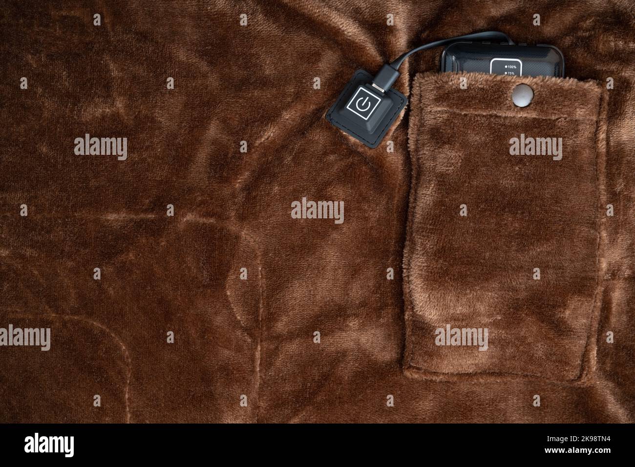 top view electric blanket with portable charger as a power supply at ...