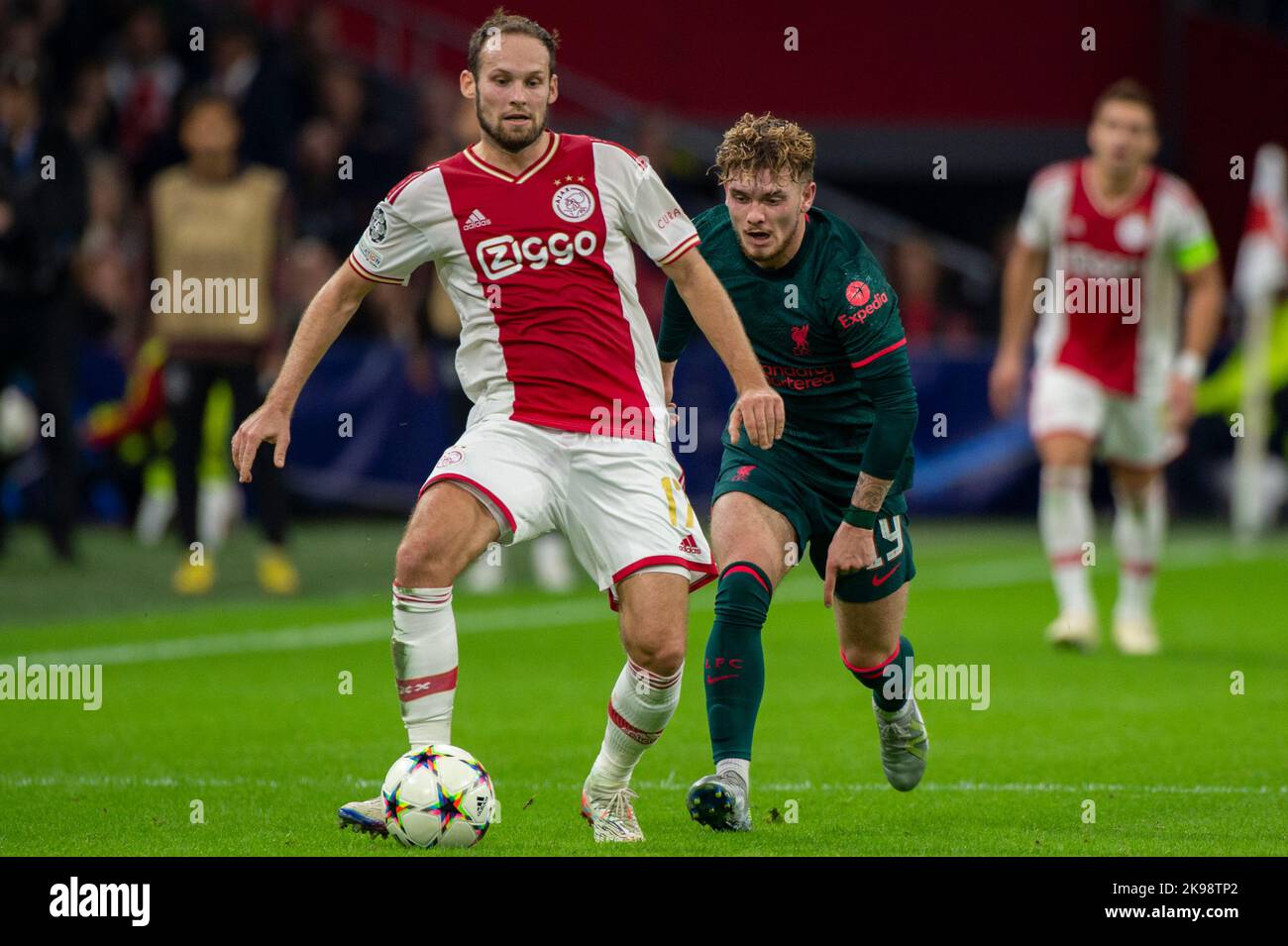 Daley Blind of Ajax and Harvey Elliott of Liverpool during the UEFA ...