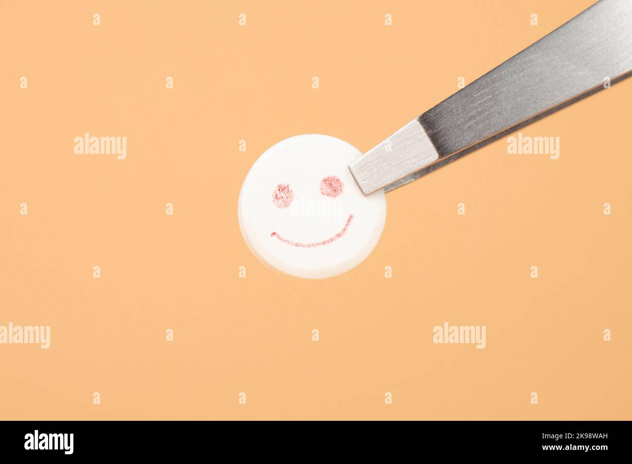 smile tablet lsd trip, happy psychedelic pill drug closeup Stock Photo ...