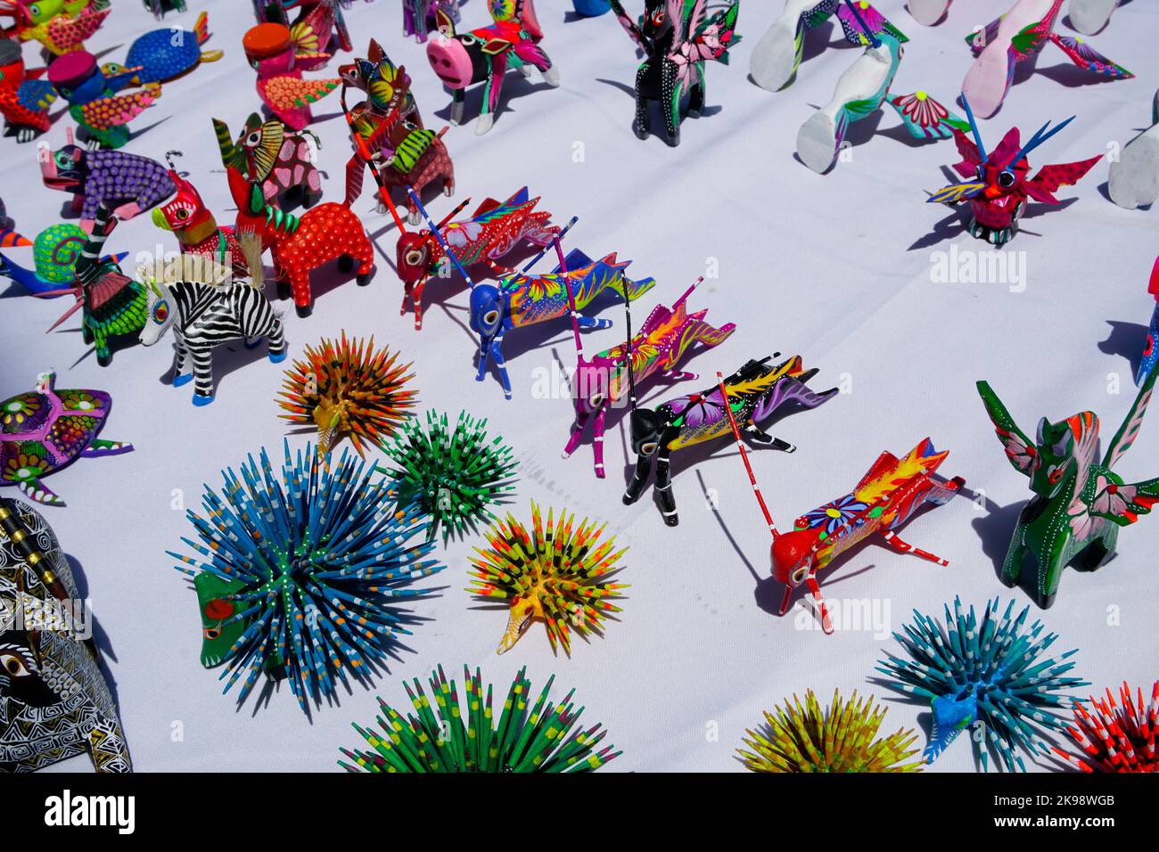 Carved painted wooden animals (alebrijes) on sale at Casa de las ...