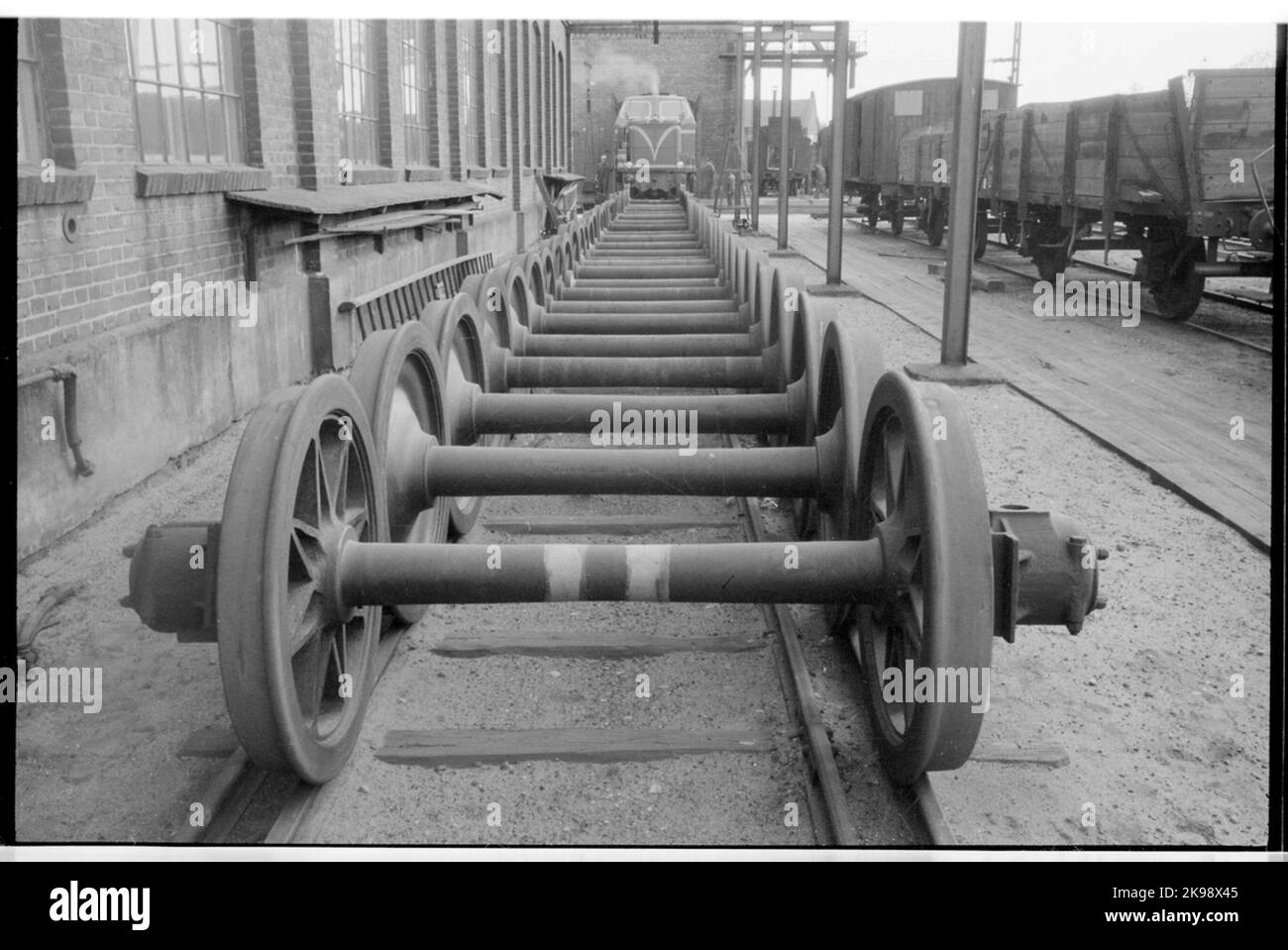 A long line of normal -track wheels Stock Photo - Alamy
