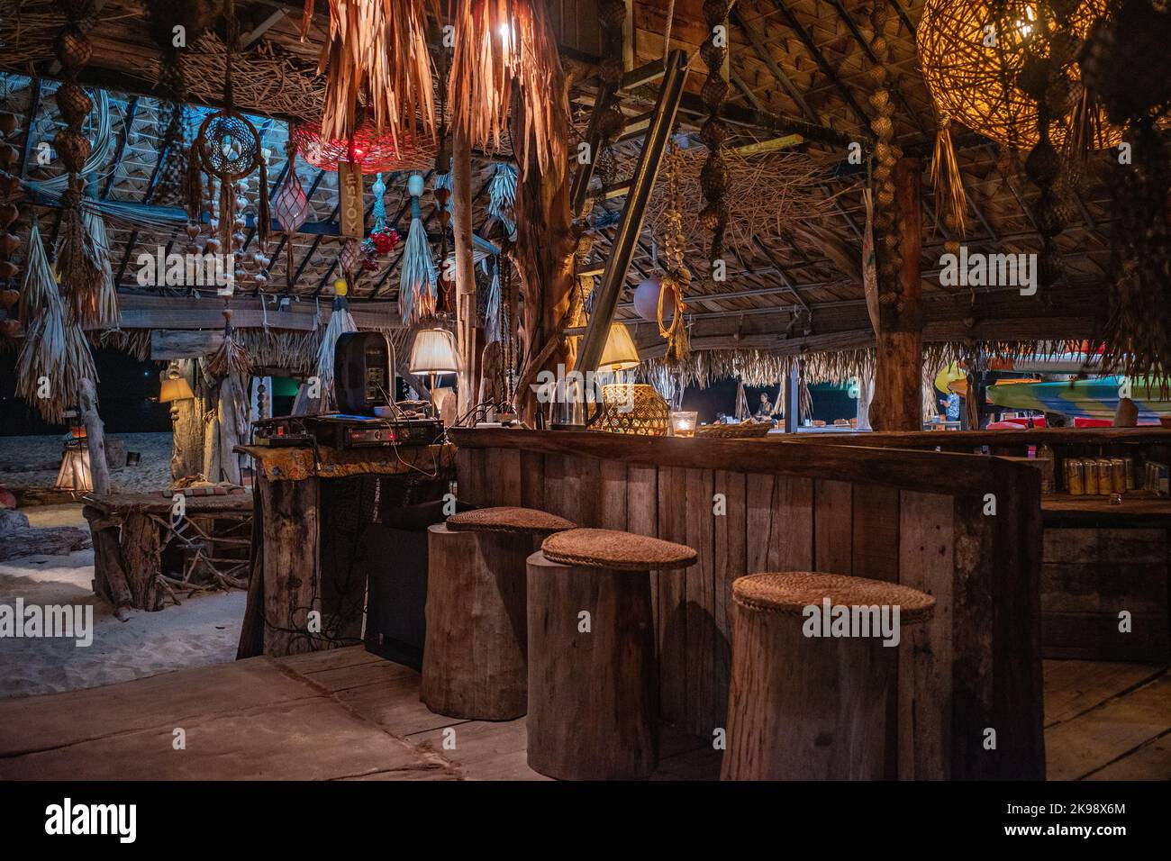 Night photo of the Zodiac Sea Sun Bar on Koh Lipe Thailand Stock Photo ...