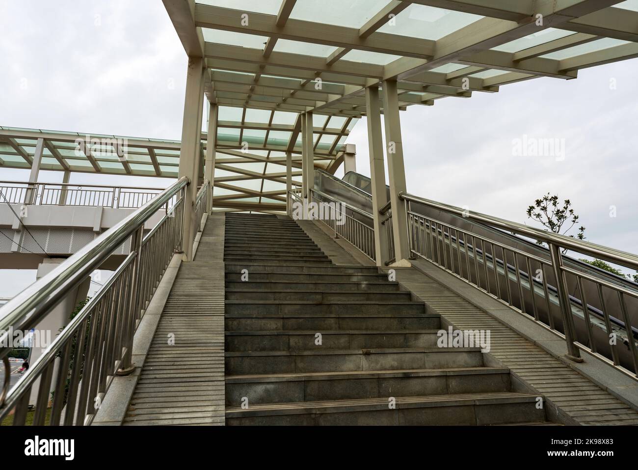 Flight of Stairs to a Modern Pedestrian Bridge Stock Photo - Alamy