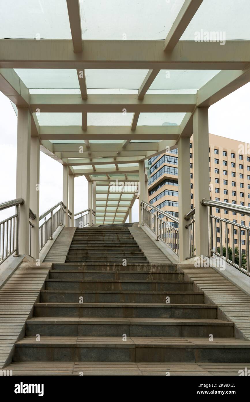 Flight of Stairs to a Modern Pedestrian Bridge Stock Photo - Alamy