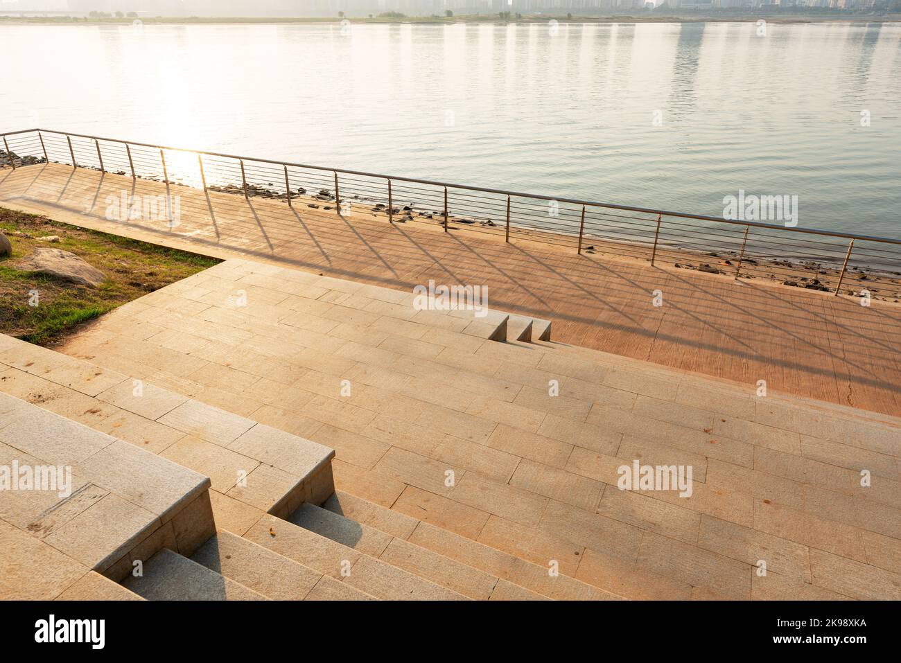 riverside cityscape with viewing platform Stock Photo - Alamy
