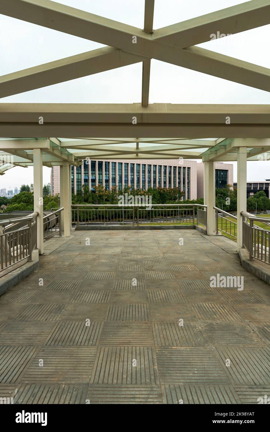 Inside of a modern overhead pedestrian bridge Stock Photo - Alamy