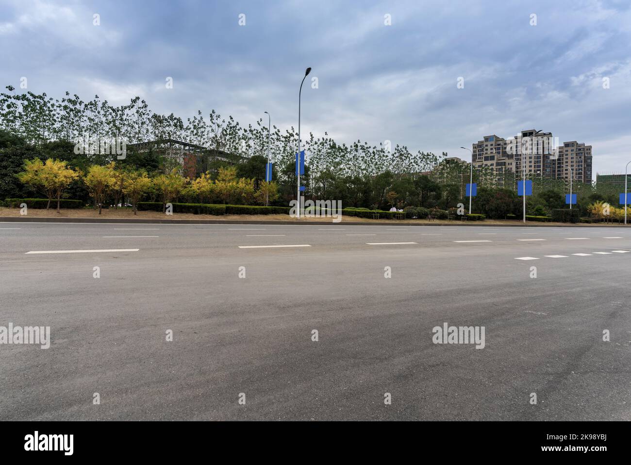 Empty urban road and buildings in China Stock Photo - Alamy
