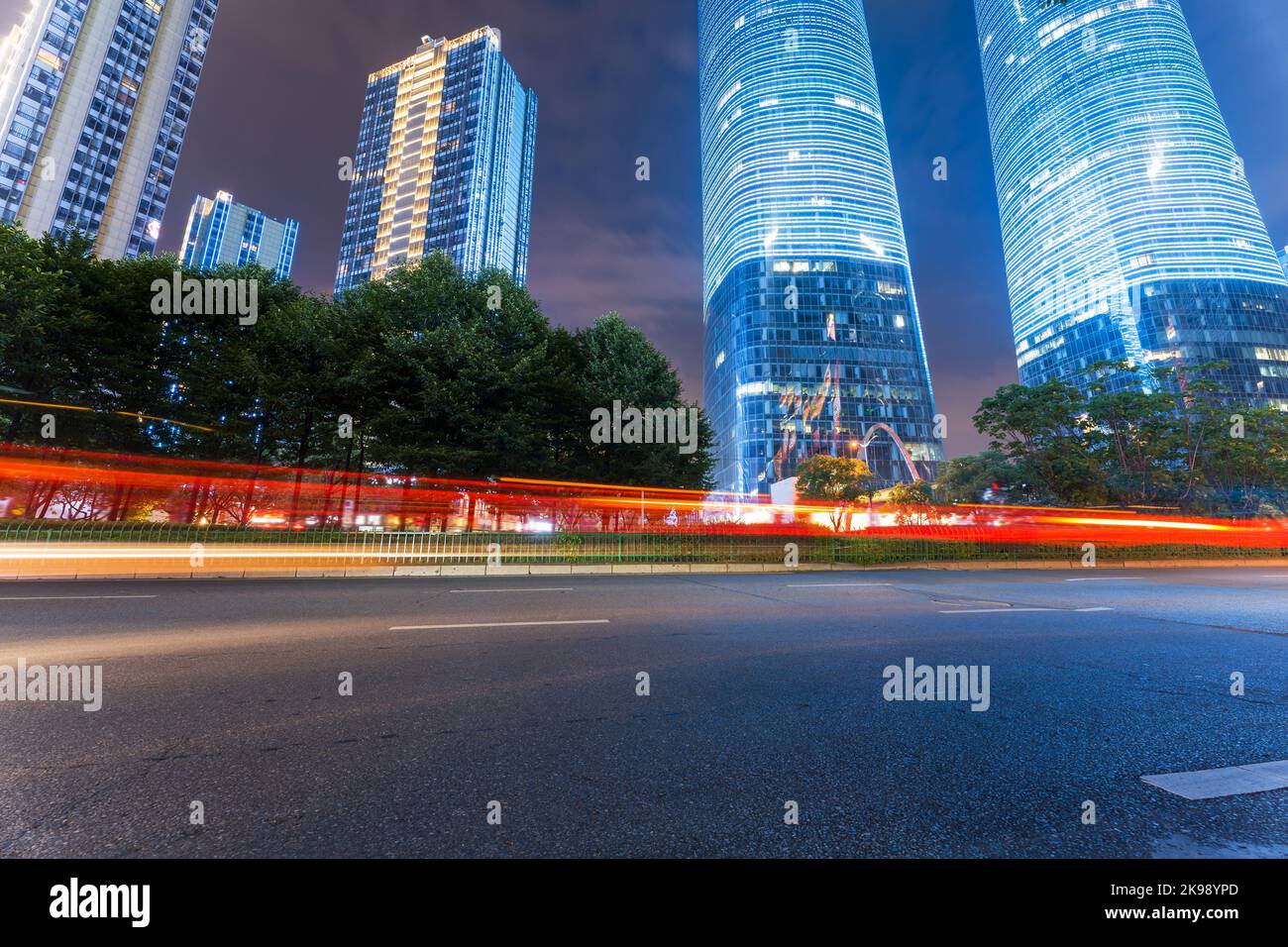 moving car with blur light through city at night Stock Photo - Alamy