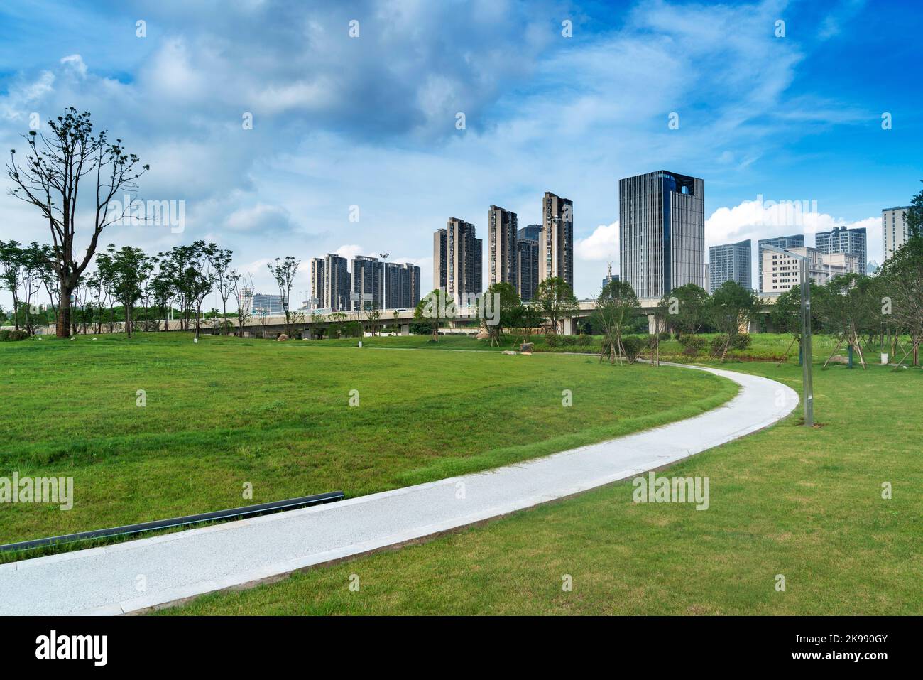 spring park and modern city Stock Photo - Alamy