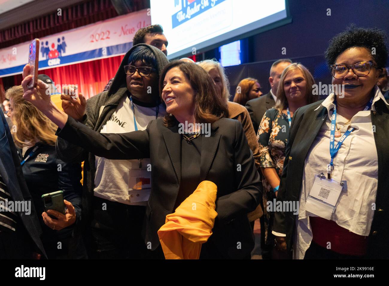 Governor Kathy Hochul greets union members after remarks at Civil ...