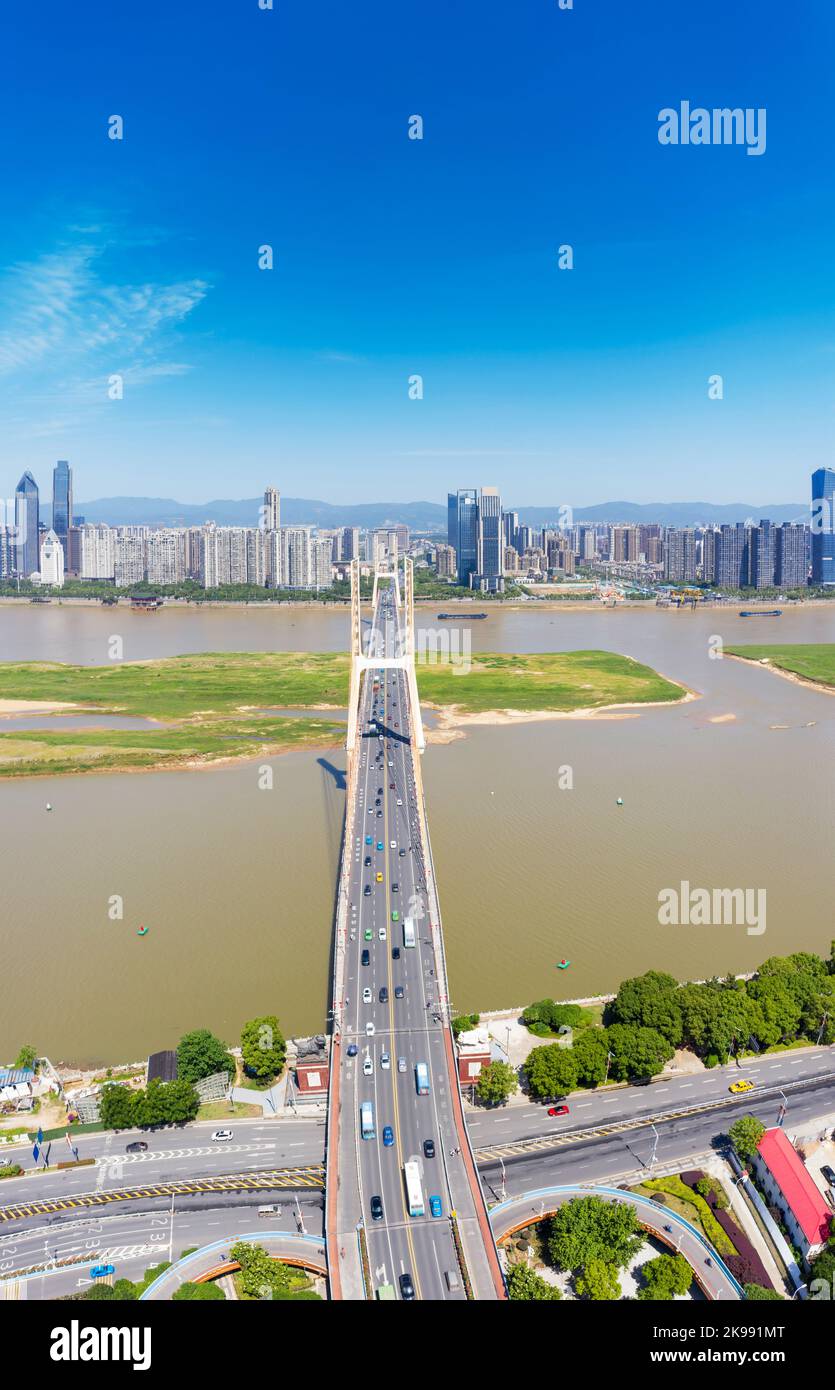 Aerial view, bridge across the river Stock Photo - Alamy