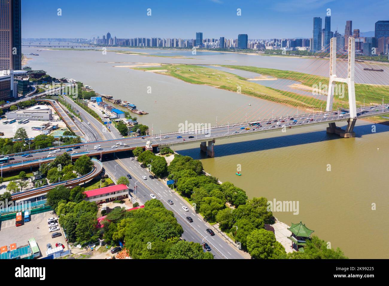 yangtze river cable stayed bridge Stock Photo - Alamy