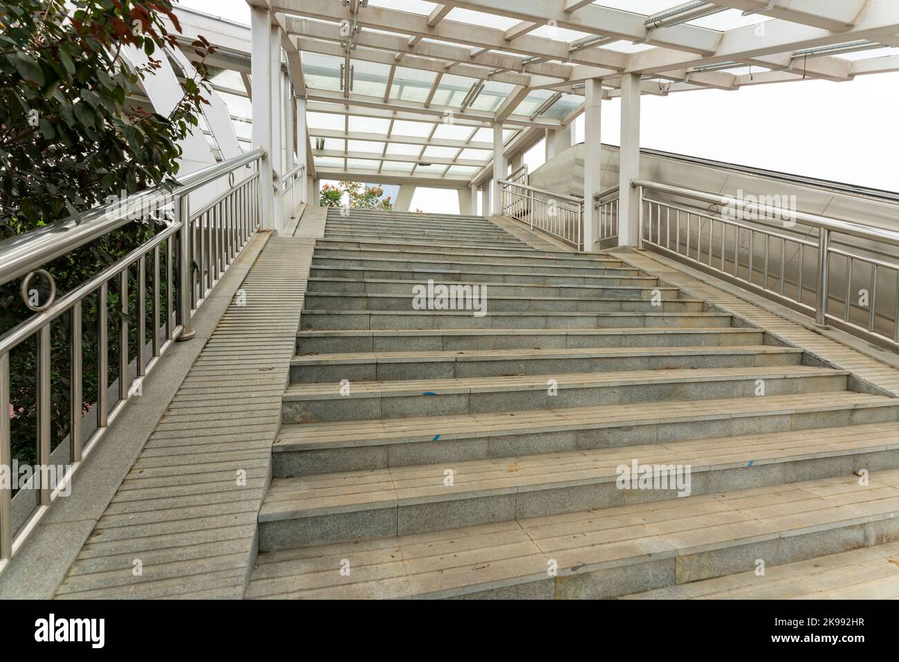 Flight of Stairs to a Modern Pedestrian Bridge Stock Photo - Alamy