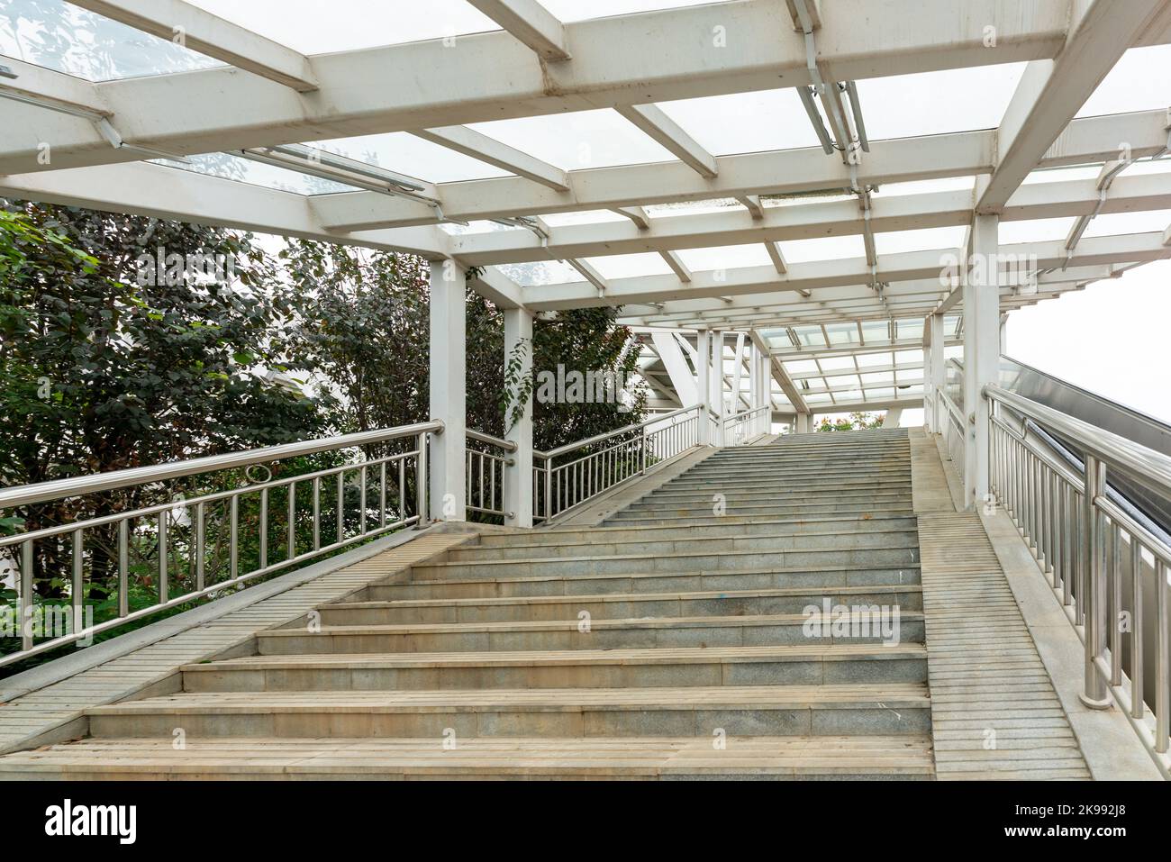 Flight of Stairs to a Modern Pedestrian Bridge Stock Photo - Alamy