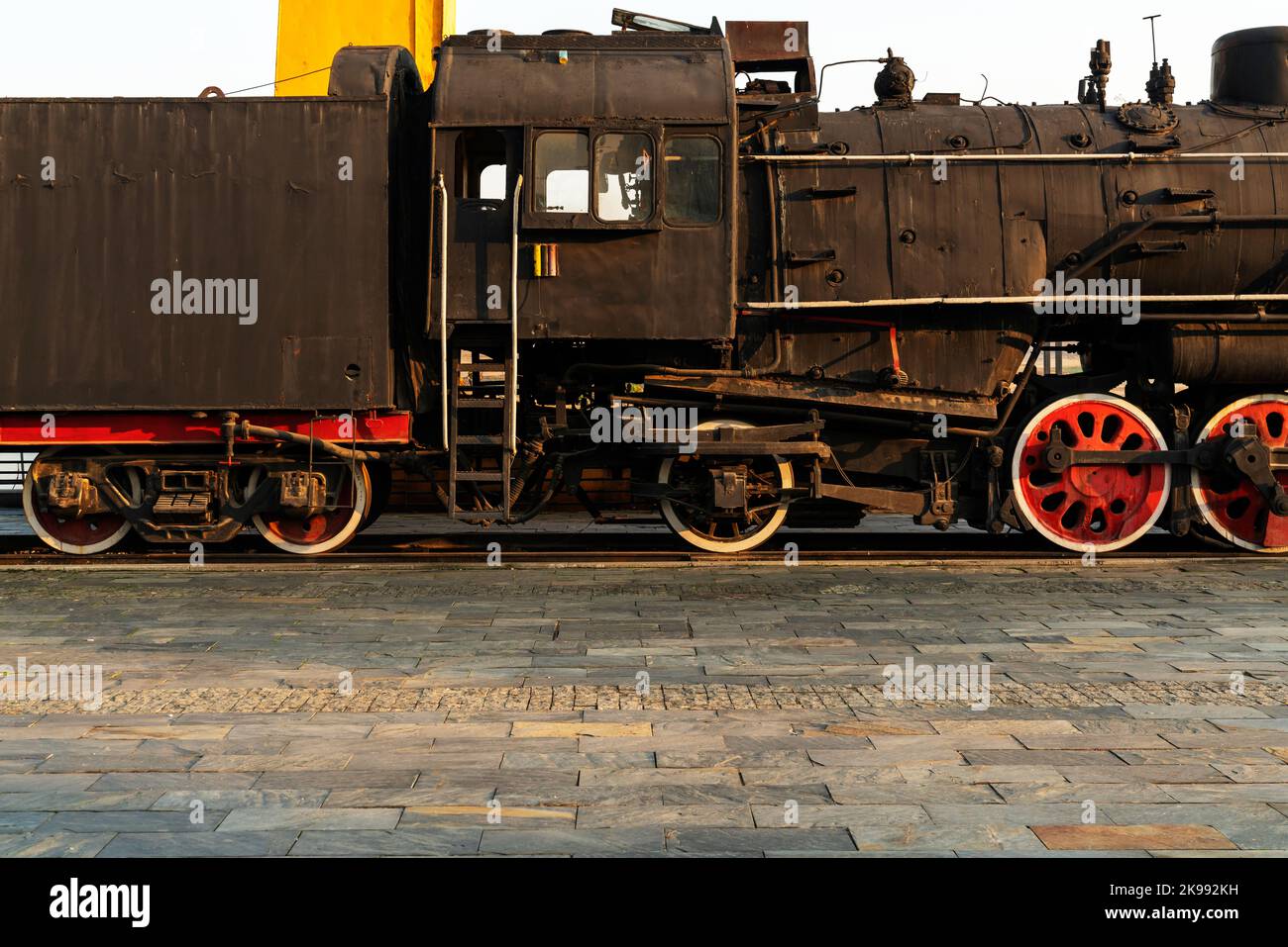 Old steam engine train and parts close-up Stock Photo - Alamy