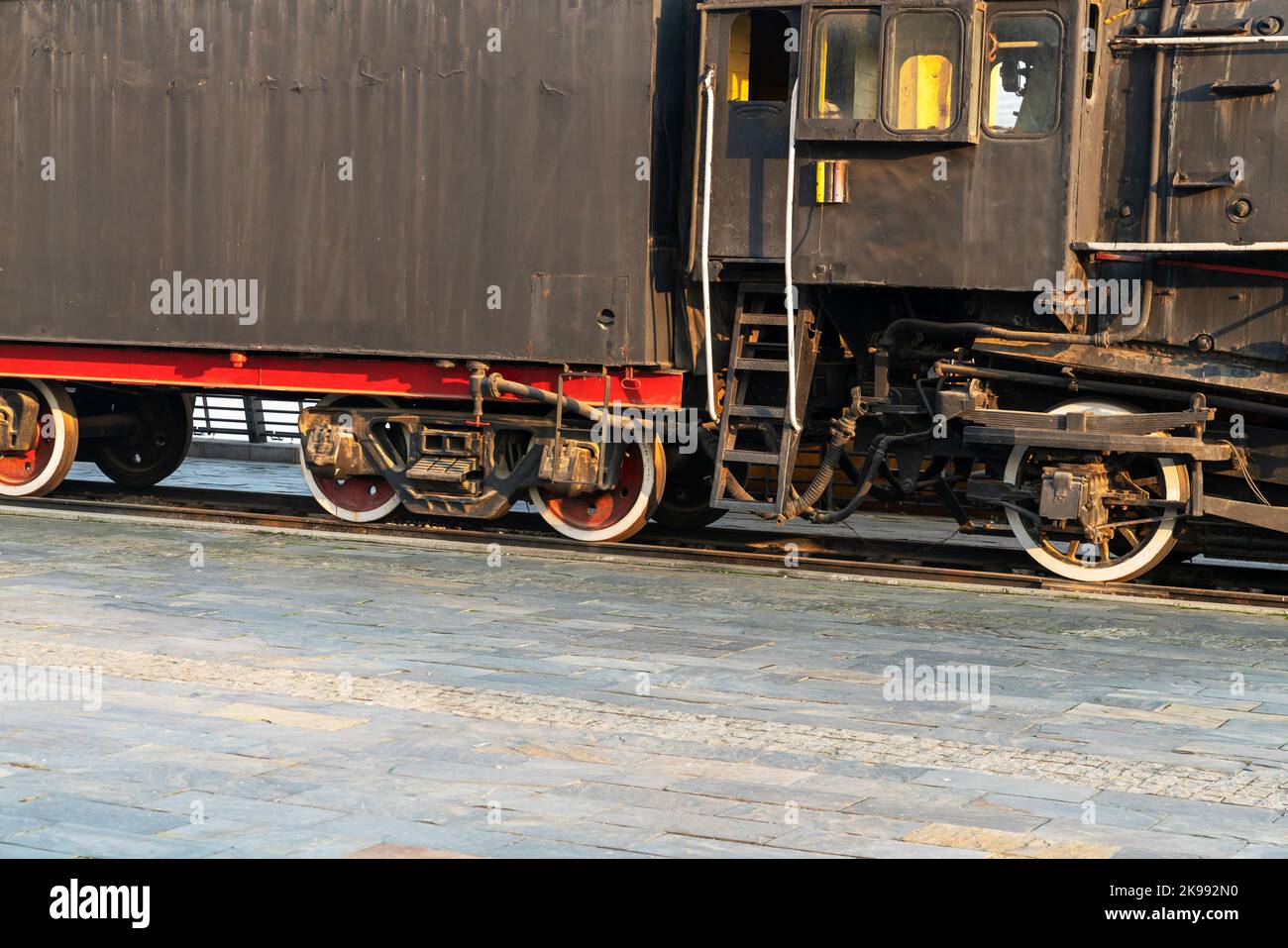 Old steam engine train and parts close-up Stock Photo - Alamy