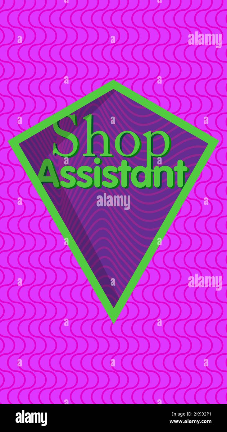 Superhero coat of arms showing Shop Assistant icon. Colorful comic book ...