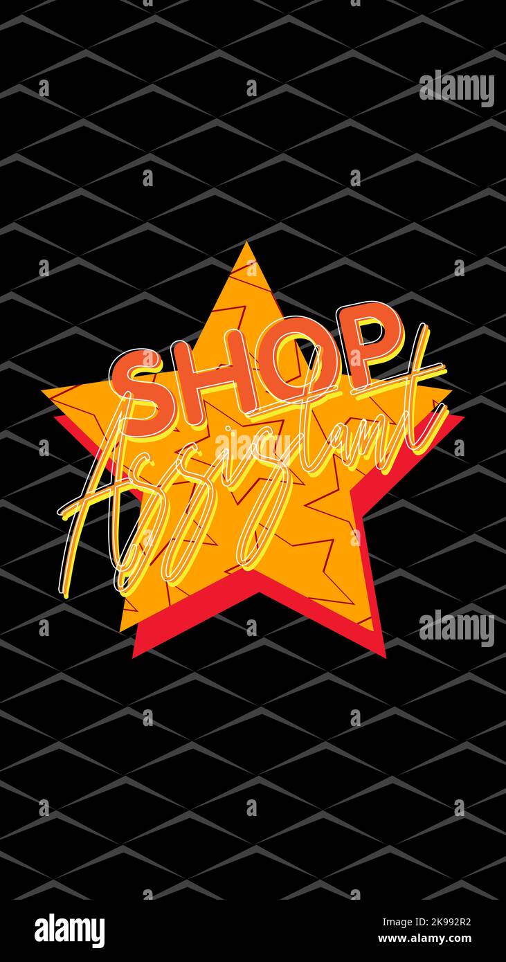 Superhero coat of arms showing Shop Assistant icon. Colorful comic book ...